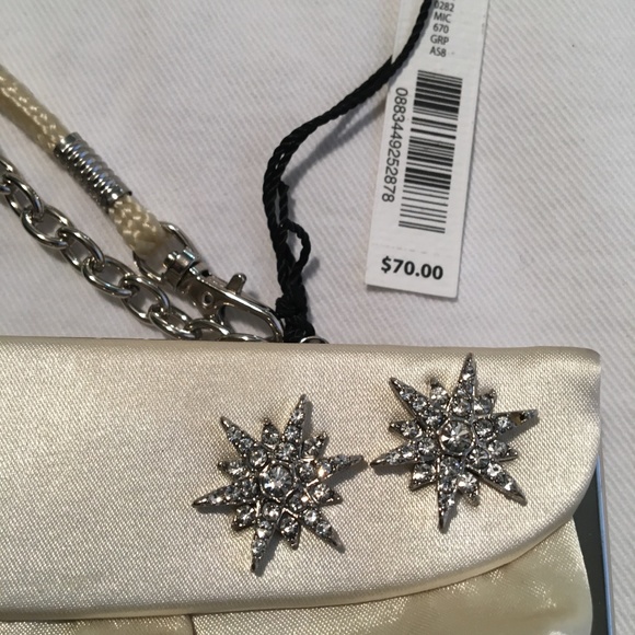 Kate Landry | Bags | Kate Landry Nwt Cream Satin Clutch Shoulder Strap ...